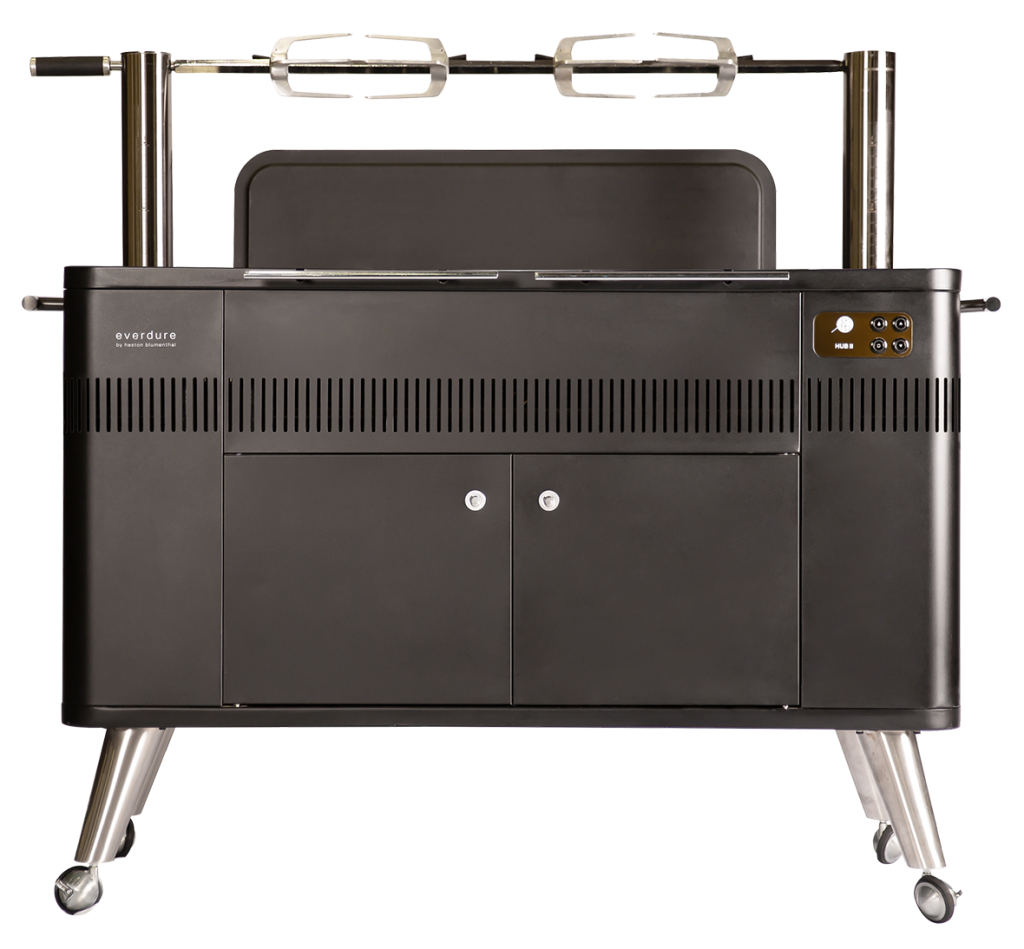 HUB Charcoal BBQ with Built-In Rotisserie & Electric Ignition